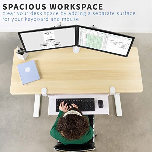 VIVO Large Keyboard Tray Under Desk Pull Out with Extra Sturdy C Clamp Mount System, 27 (33 Including Clamps) x 11 inch Slide-Out Platform Computer Drawer for Typing, White, MOUNT-KB05W