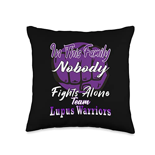 Lupus Awareness Products Lupus Awareness Warriors Fighter Family Support Fights Throw Pillow, 16x16, Multicolor