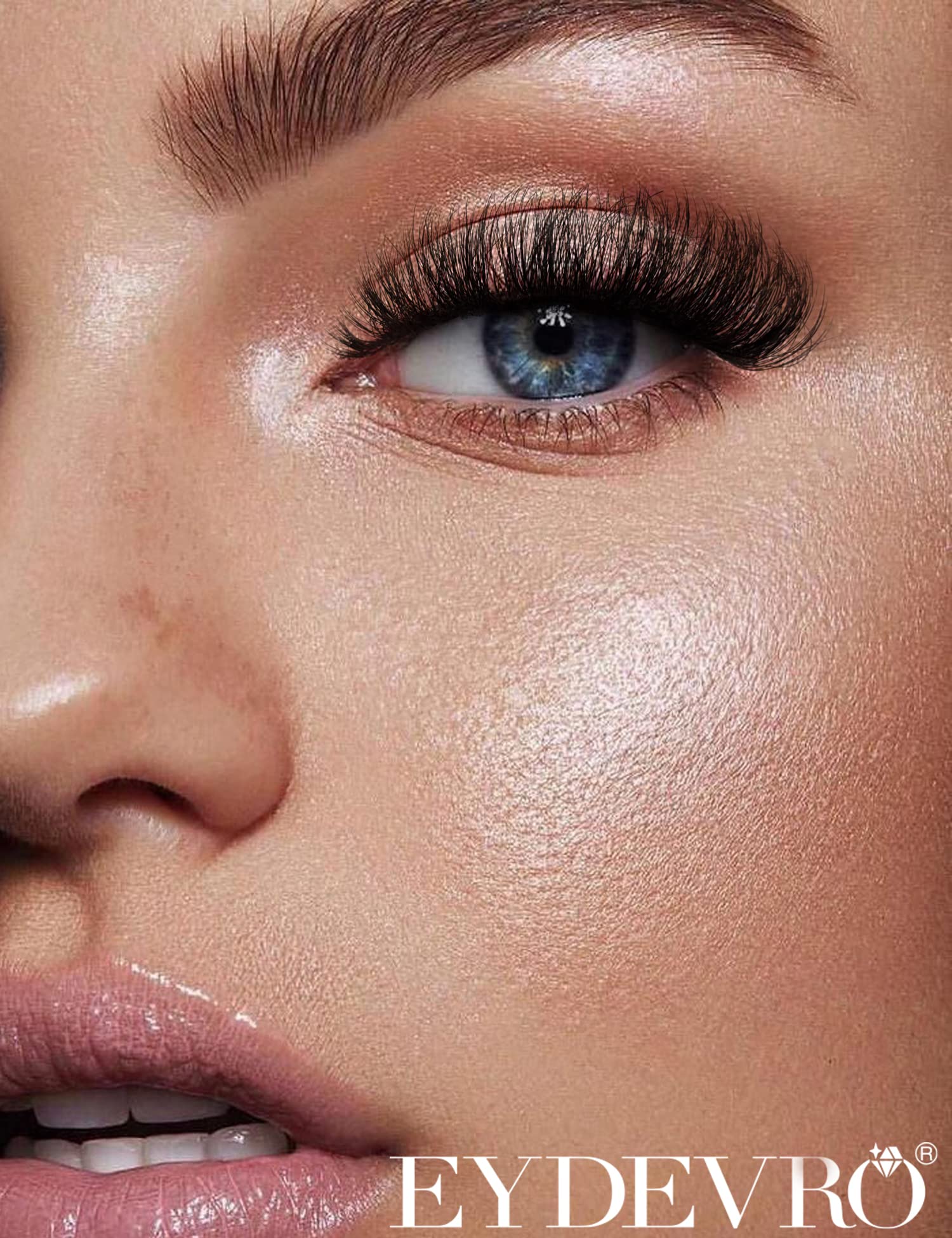 False Eyelashes Natural Fluffy Lashes Russian Strip Lashes with Clear Band 10 Pairs Wispy Lashes 16mm D Curl Lashes that Look Like Extensions Pack by EYDEVRO