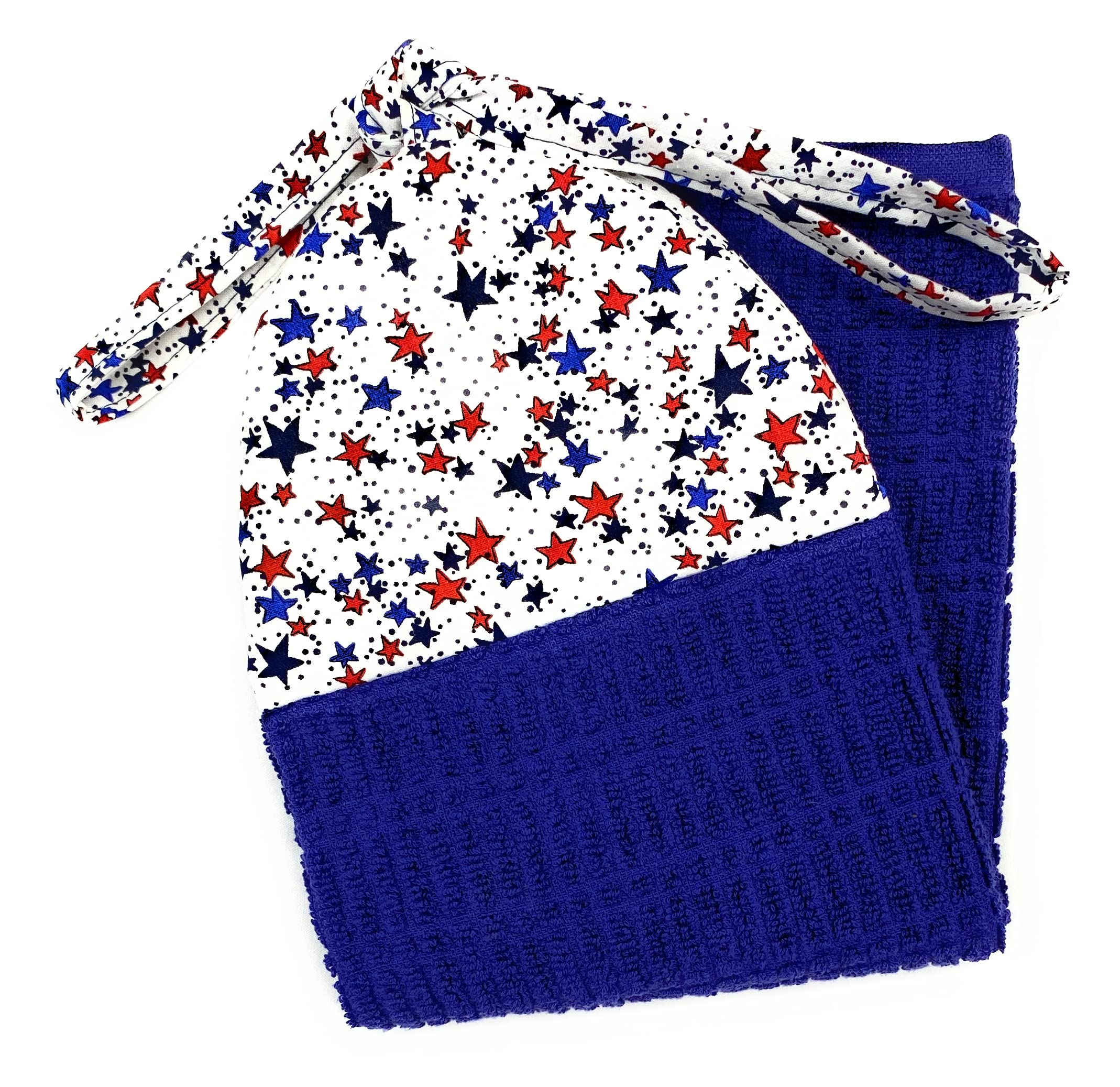 Fourth 4th of July Patriotic Americana Red White and Blue Ties On Stays Put Kitchen Hanging Loop Hand Dish Towel