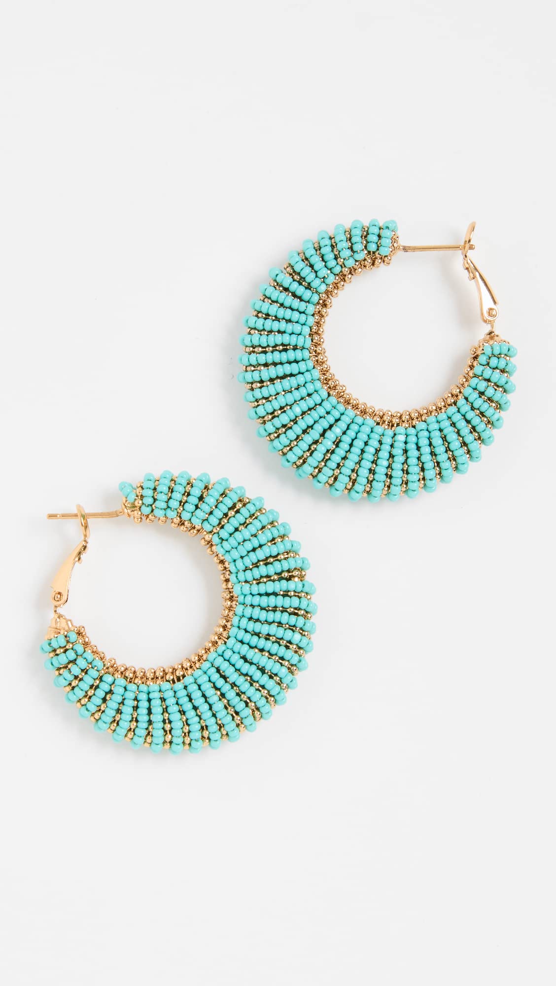 GAS Bijoux Women's Turquoise Pearl Dainty Hoop Earrings, 81, Blue, One Size
