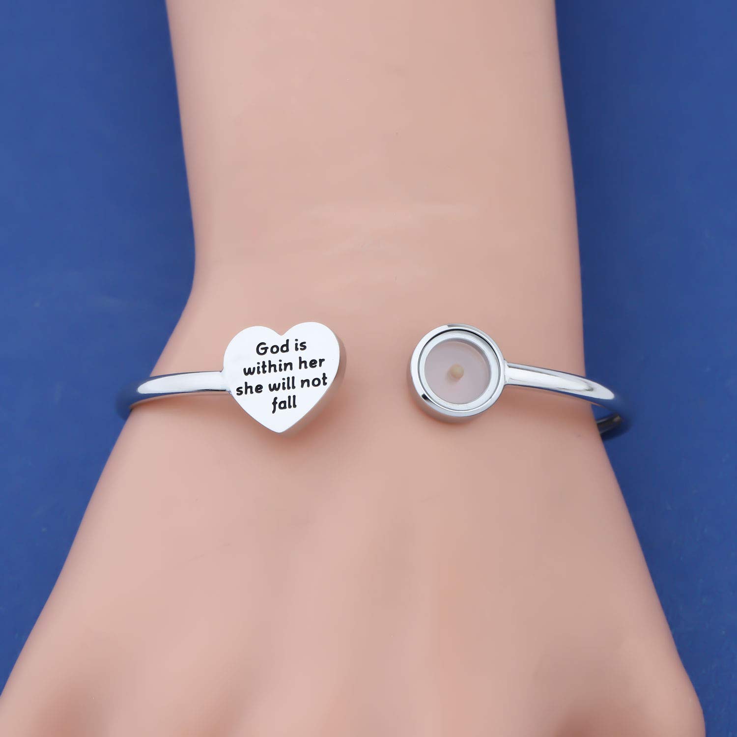FAADBUK Christian Mustard Seed Bracelet Christian Gift Psalm 46:5 God Is Within Her She Will Not Fall Mustard Seed Jewelry Bracelet Religious Gift Jewelry (God Is Within -S)