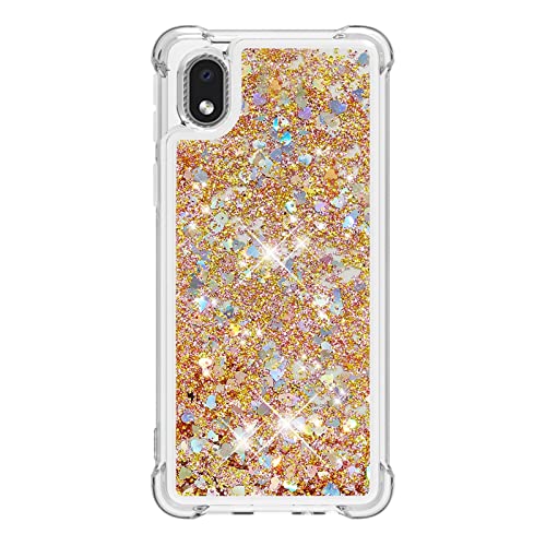 Phone Case Cover Glitter Case Compatible with Samsung Galaxy A01 Core Case Compatible with Women Girls Girly Sparkle Liquid Luxury Floating Quicksand Transparent Soft TPU Phone Case Bags Sleeves (Col