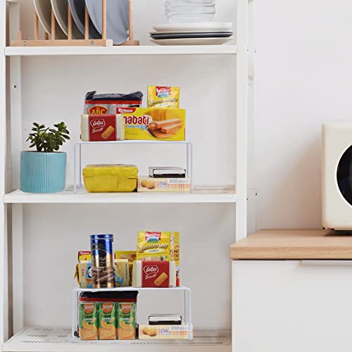 Set of 6 Mesh Kitchen Shelves Cabinet Storage Shelf Rack (13.1 x 10.2 Inch) ,Kitchen Bathroom Pantry Cupboard Desk Home Office, Fridge, Cabinet, Bathroom Cupboard, Non-slip Plastic Feet (White)