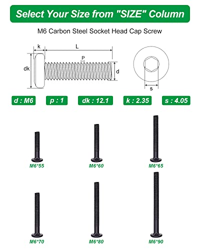 M6 x 40 mm Flat Head Hex Socket Cap Screws Bolts with Allen Wrench, Connector Bolts Screws for Crib, Chairs, and Bed Hardware Replacement,15pcs