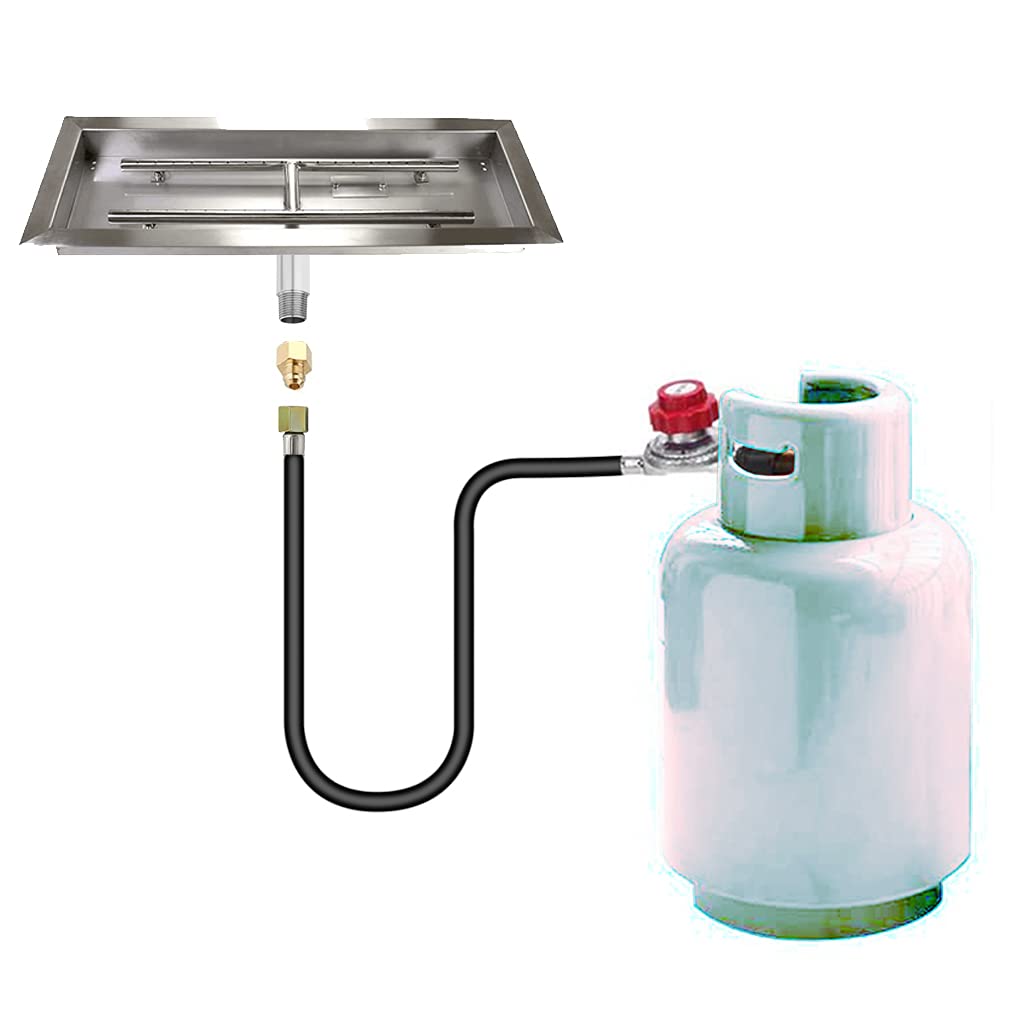 MOFLAME 4 Feet High-Pressure Propane 0-20 PSI Adjustable Regulator Hose Assembly with LP 1/2" Air Mixture Valve for Liquid Propane Fire Pits,Fireplace