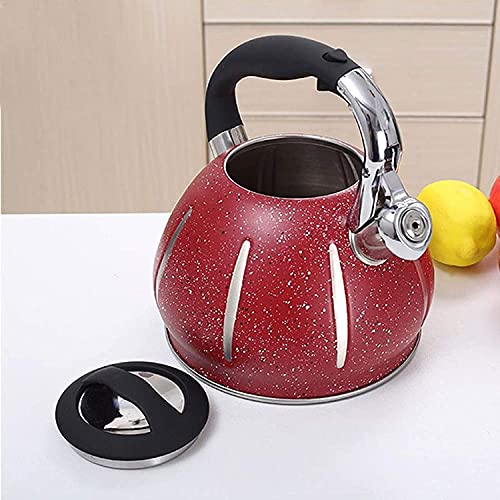 Tea Kettle Whistling Tea Pots Red Stainless Steel Whistling Tea Kettle Camping Kettles with Heat-Resistant Handle for Tea Coffee Milk Chihen220114(Color:Red;Size:3L)