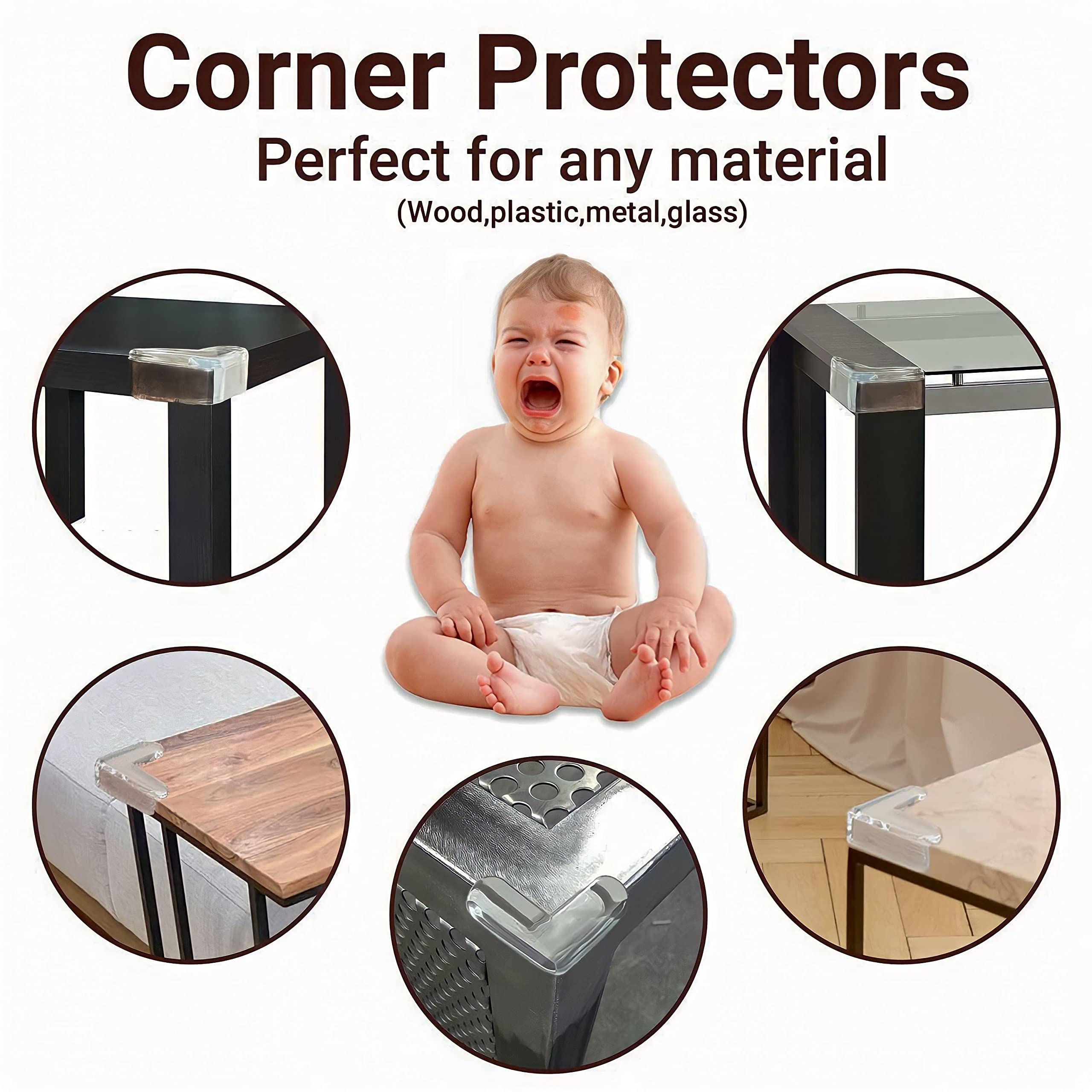 KP'S Baby Proofing Kit - 10 Child Proof Cabinet Locks for Babies - 8 Baby Proofing Outlet Covers - 8 Corner Protector Baby - Extra 10 + 12 Adhesives - 26 Pack (White)