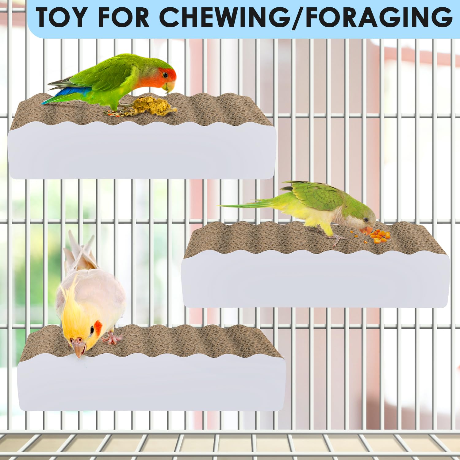 KATUMO Parrot Perch Parakeet Cage Stand Conure Platform Cockatiel Foraging Shredding Toys for Conure Cockatiel Lovebird Parrotlet Budgie Finches
