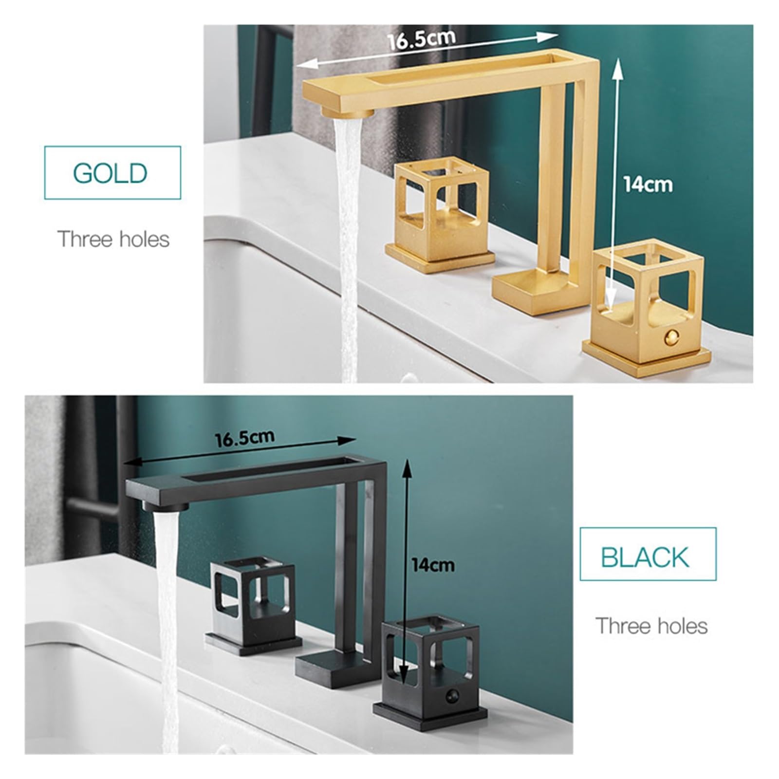 IPDBLBYL Art Design Bathroom Faucet Cold and Hot Deck Mounted Tap All Brass Dual Handles Basin Tap Bathtub Faucet (Color : Black)
