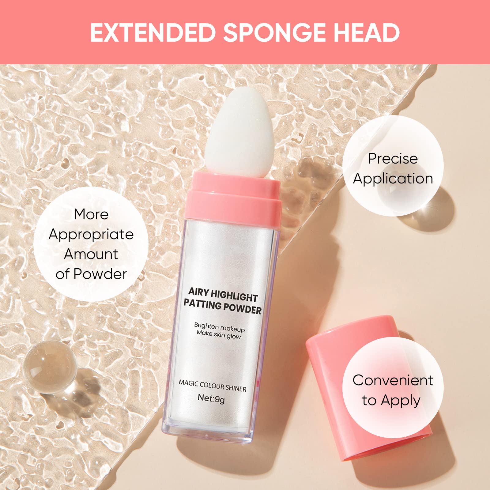 Highlighter Makeup Powder, Face and Body Highlight Patting Powder, Makeup Tool for Body Brightens Three-Dimensional Face Powder Makeup, 3Color