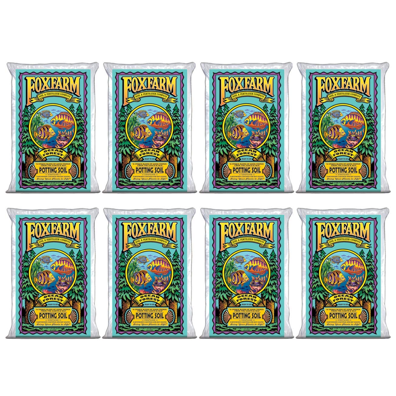 Fox Farm FoxFarm FX14000 Ocean Forest Organic Plant Garden Potting Soil Mix 1.5 cu ft, 40 Pounds (8 Pack)