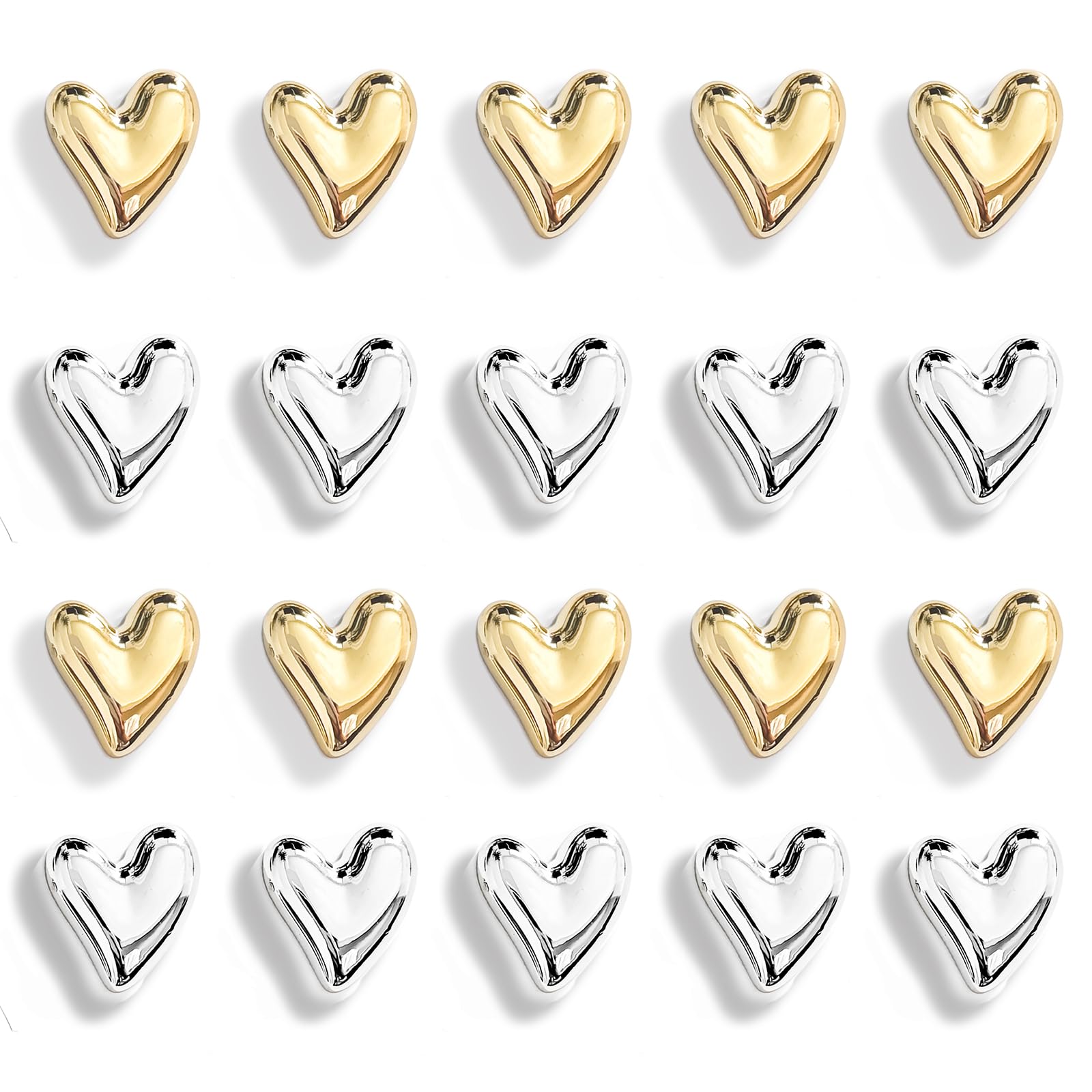 Janvelle 20PCS Gold Refrigerator Magnets Cute Love Heart Decorative Magnets Silver Fridge Magnets Small Home Kitchen Magnet Set Colorful Magnetic Decoration for Office Whiteboard