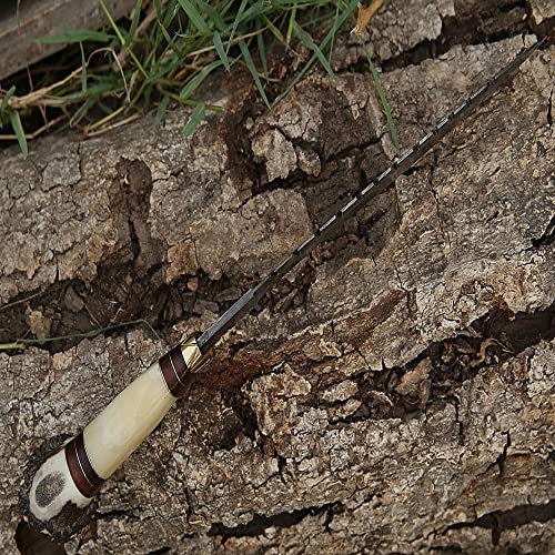 Handmade Damascus Kukri Knife with Stag Horn and Bone Handle Survival Knife Anniversary Gift Camping Knife Gift for Him Groomsmen gift EDC