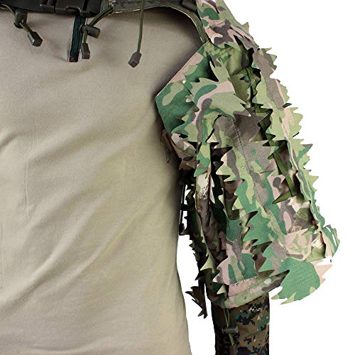 ROCOTACTICAL Sniper Ghillie Viper Hood with 3D Laser-Cut Leaves, Tactical Ghillie Suit Foundation for Wargame, Hunting, Airsoft, Sniper Coat, CP Multicam