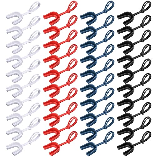 Seematn 40 Pcs Strapped Mouth Guard Football Mouthguard with Strap Youth Boxing Sports Mouthpieces Adult Youth Kids Mouthguard for Basketball Lacrosse Hockey Wrestling
