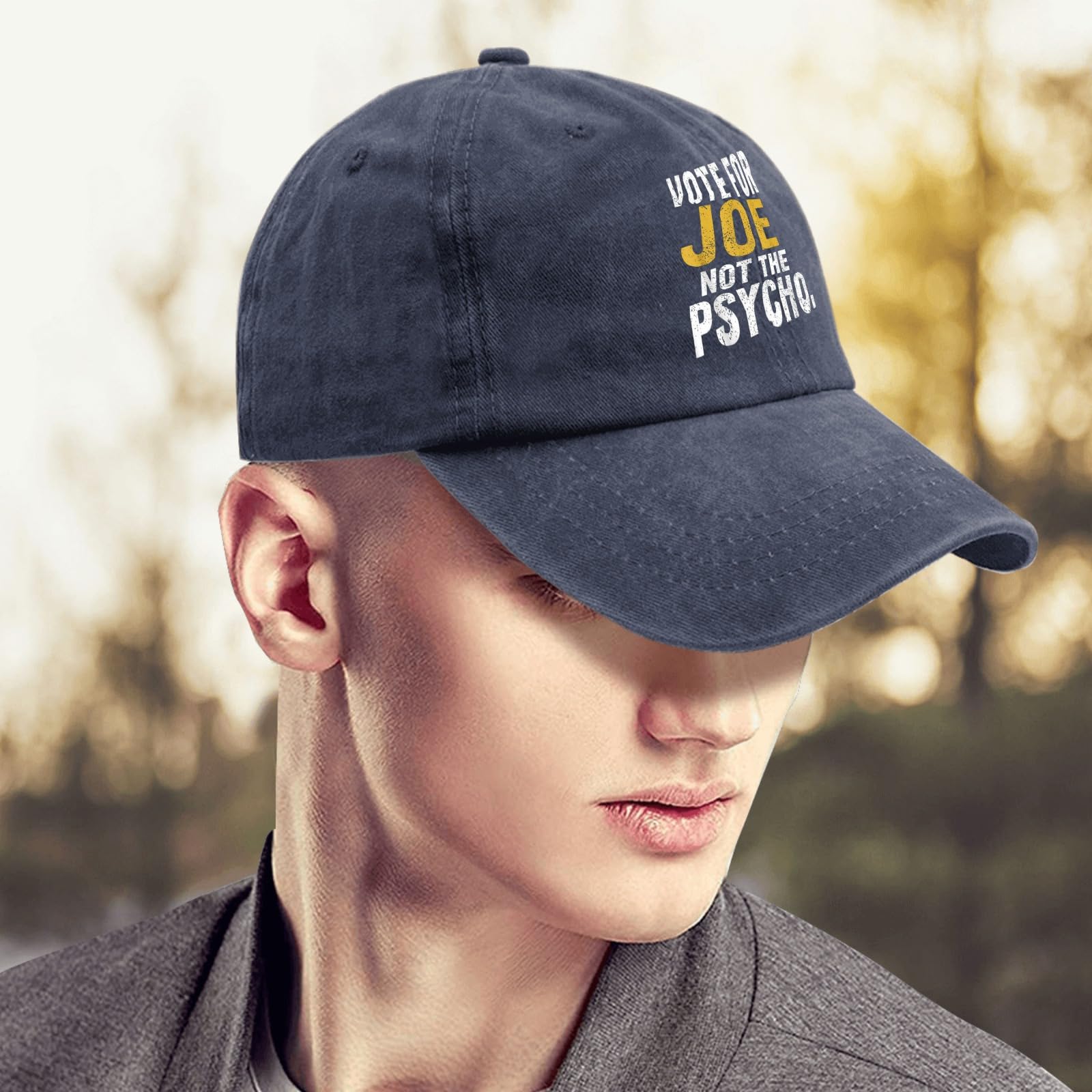 Generic Vote Hats Vote for Joe Not The Psycho Hats for Men Golf Retro Trucker Women Black Kawaii Hat Gift Hat Slogan, Navy Blue
