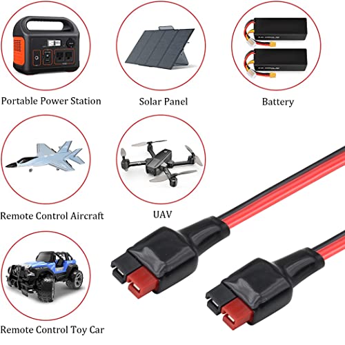 HCFeng 14AWG Double-Ended 45A an-der-Son Solar Charge Extension Cable 45A Battery Adapter Compatible with GZ/Yeti/G500 /Renogy/Boulder 200 Solar Panels Generator Power Inverter [3.3ft/1M]