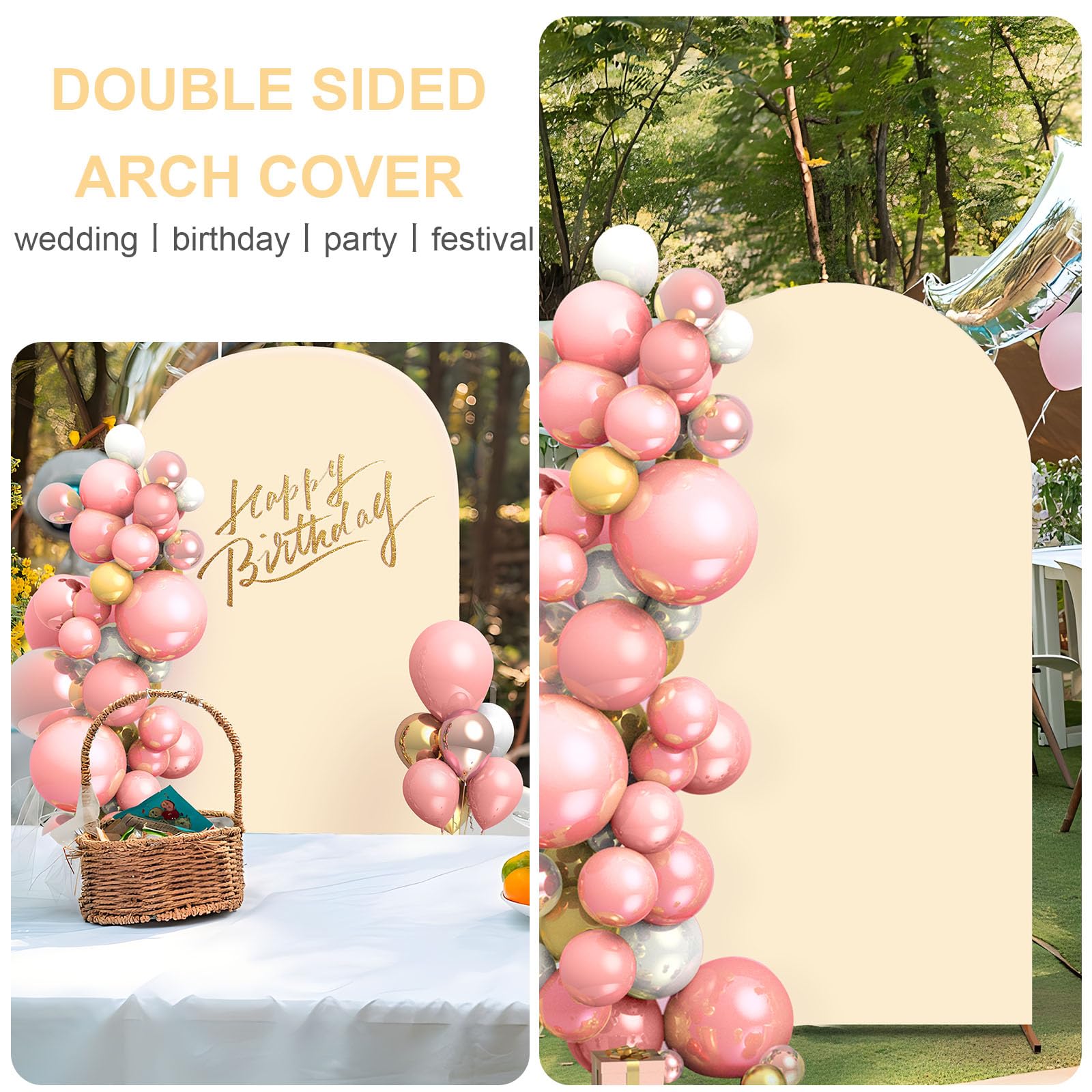 Fitted Wedding Arch Cover 7.2FT Pink Spandex Fabric Suitable for Wedding Arch Backdrop Stand, Birthday, Party, Baby Shower Banquet Arch Decoration (Pink, 7.2FT*4FT)