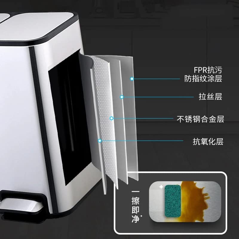 MFCHY Tall Silent Storage Square Trash Waste Bin Recycling Outdoor Kitchen Accessories Garbage Bin