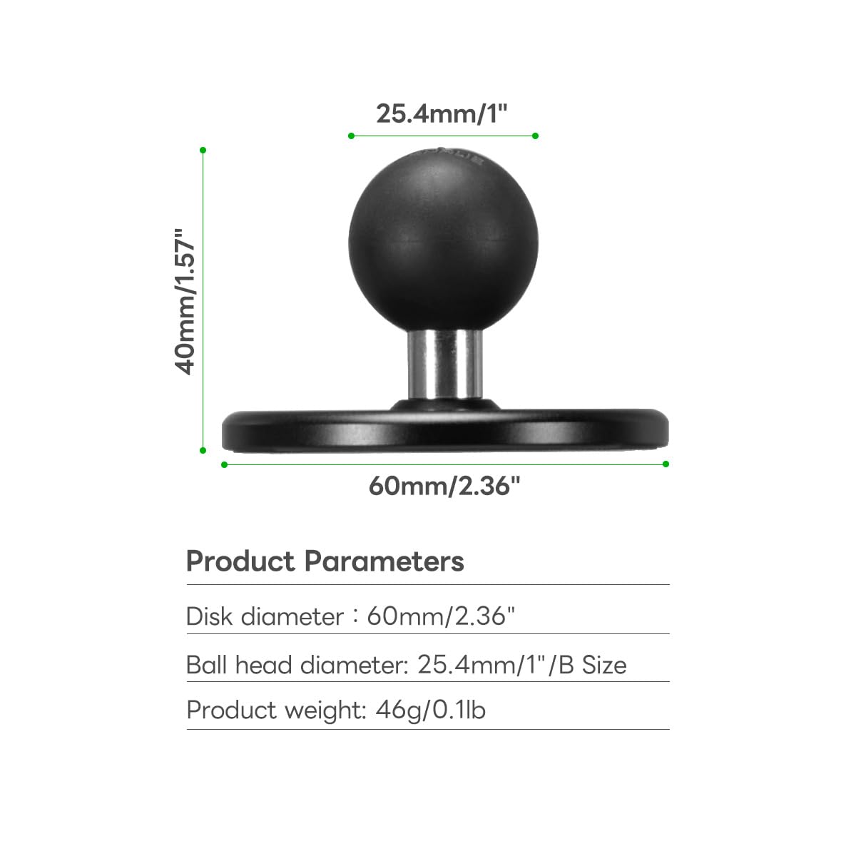 FANAUE Magnetic Car Mount compatible with RAM mount B size ball head, Magnetic car phone holder can be mounted on car dashboard, windshield and other car accessories, suitable for 4.7-7.5" smartphone.