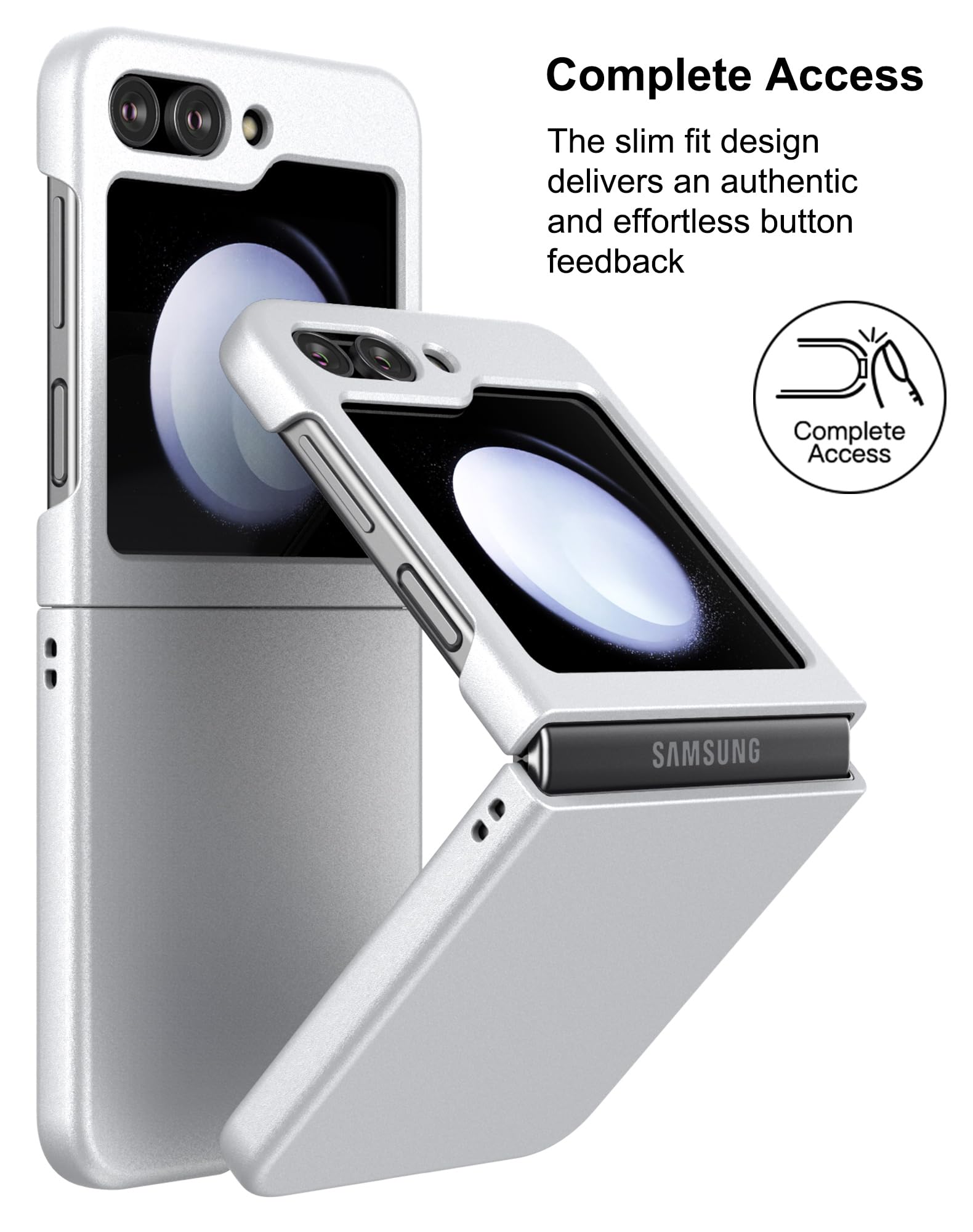 Eastcoo Slim Fit Galaxy Z Flip 5 Case, [Hard PC Back] [Frosted Feel] [Wireless Charging Support] Lightweight Shockproof Case Cover for Samsung Galaxy Z Flip5 (2023), Silver