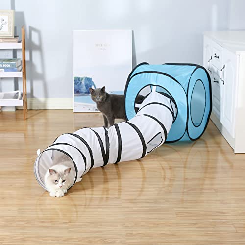 Shank Ming Cat Tunnels for Indoor Cats, Collapsible Cat Tunnel Toy and Cubes Combo, Pet Tunnel for Puppy Rabbit