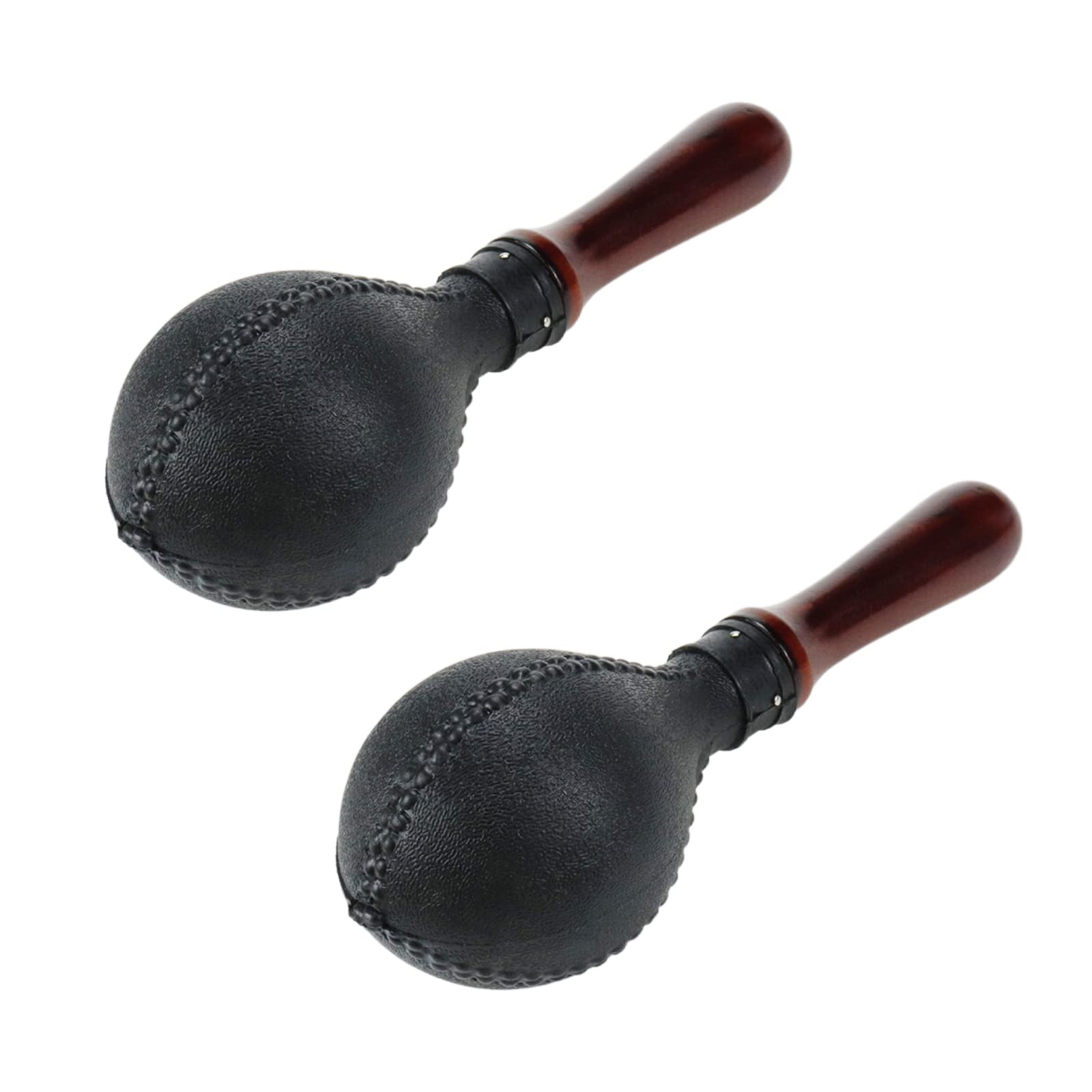Geesatis Percussion Maracas Rhythm Sand Rattles Hammer Musical Instrument, Black, 2 Pcs