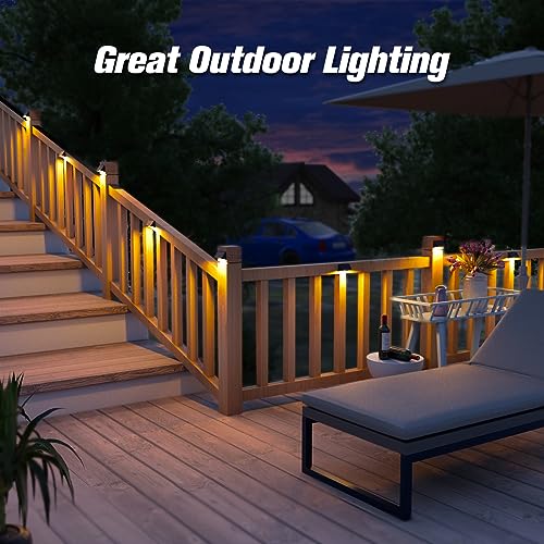 VOLISUN Solar Fence Lights 12 Pack, Warm White & RGB, LED Fence Lights Solar Powered, Fence Solar Light Outdoor Waterproof IP65, Solar Deck Light Decor for Backyard Fence Post Patio Wall Garden