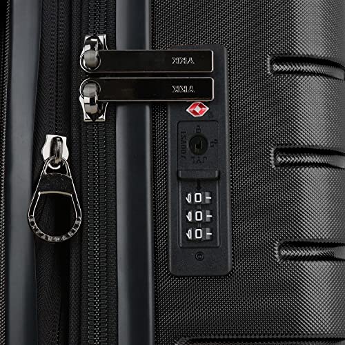 Traveler's Choice Archer Polycarbonate Hardside Spinner Luggage Set, Tie Down Straps, Black, Carry-On 21-Inch