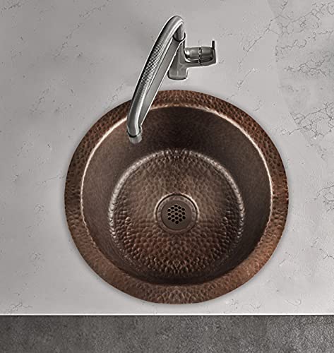 Monarch Abode 17096 Pure Copper Hand Hammered Essex Dual Mount Bar Prep Sink (12 inches)