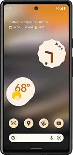 Google Pixel 6A 5G 128GB 6GB RAM Factory Unlocked (GSM Only, No CDMA - not Compatible with Verizon) Global Version - Charcoal (Renewed)