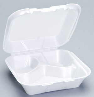 GEN-PAK CORP. Snap It Foam Container, 3-Comp, 8 1/4 X 8 X 3, White, 100/bag, 2 Bags/Carton