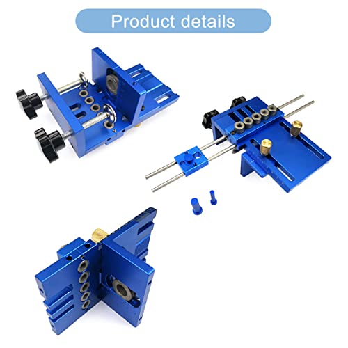 High Precision Dowel Jigs Kit with 5 Dowel Drilling Sleeves (6/8/10mm) ,Woodworking Drilling Locator Guide Kit for DIY Wood working