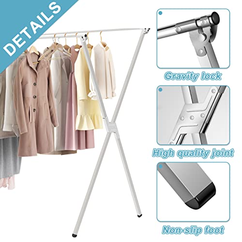 OShuKang Foldable Clothes Rack, 80-Inch Stainless Steel Clothes Rack, Simple Style, Can Be Used Indoors and Outdoors(LYJ-2000