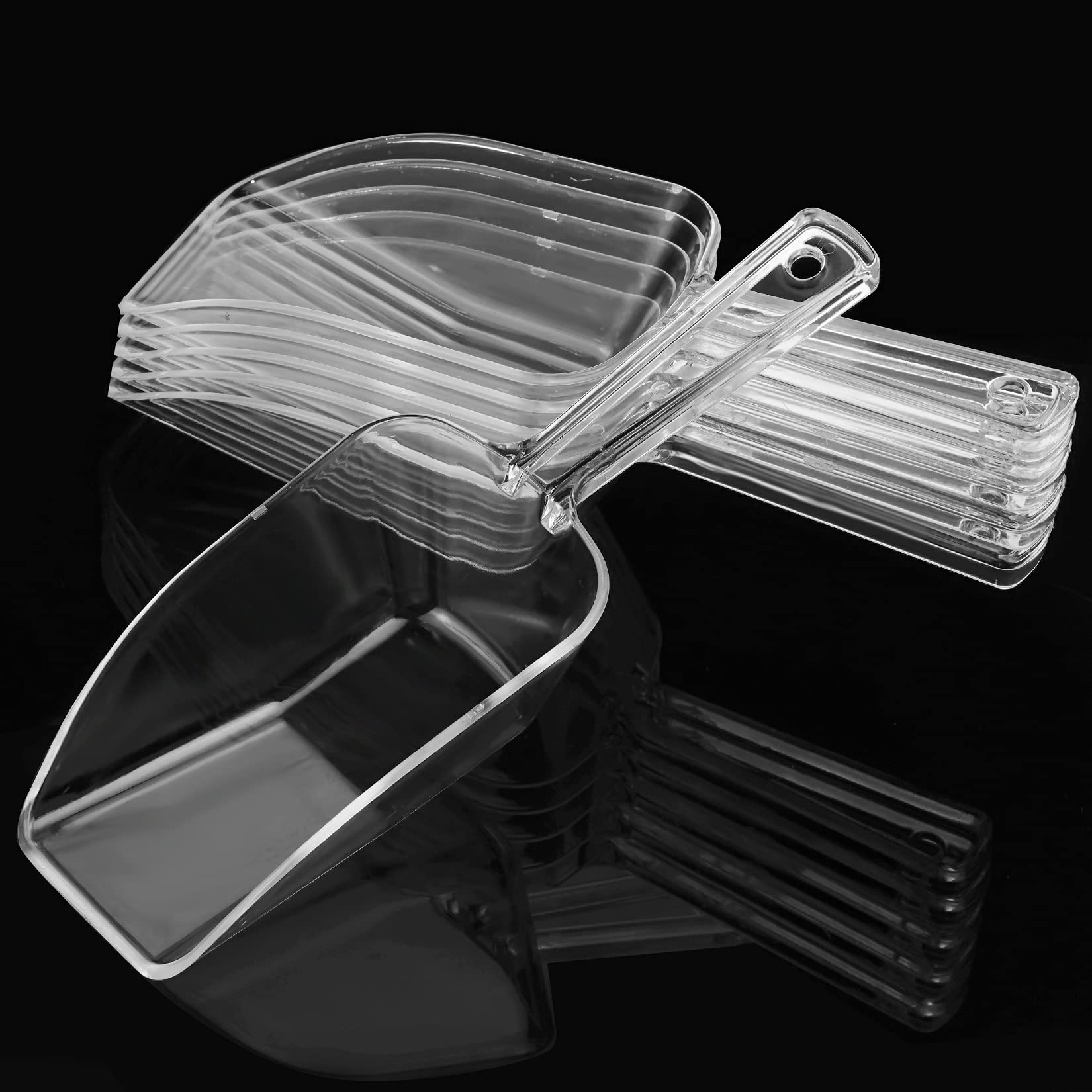 Ice Scoop Candy Buffet Containers Scoopers, Hmxpls Clear Plastic Scoop for Popcorn Cookie Candy Buckets, Podpocket Acrylic Large Scoop for Parties Wedding Bar Jars Freezer Dry Goods (6 Pack 7.5 In )