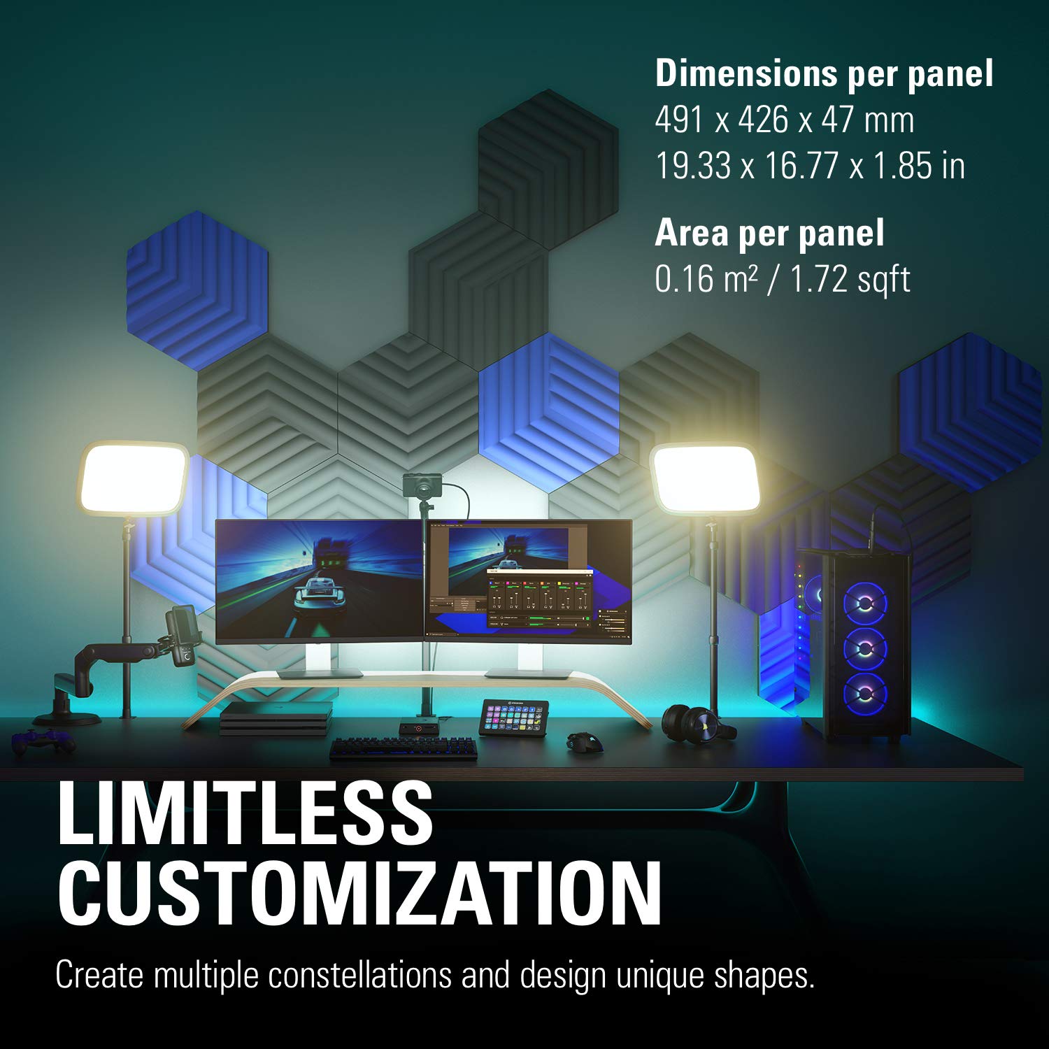 Elgato Wave Panels Starter Set (Black) - 6 acoustic treatment panels, dual density foam, proprietary EasyClick frames, modular design, easy setup and removal