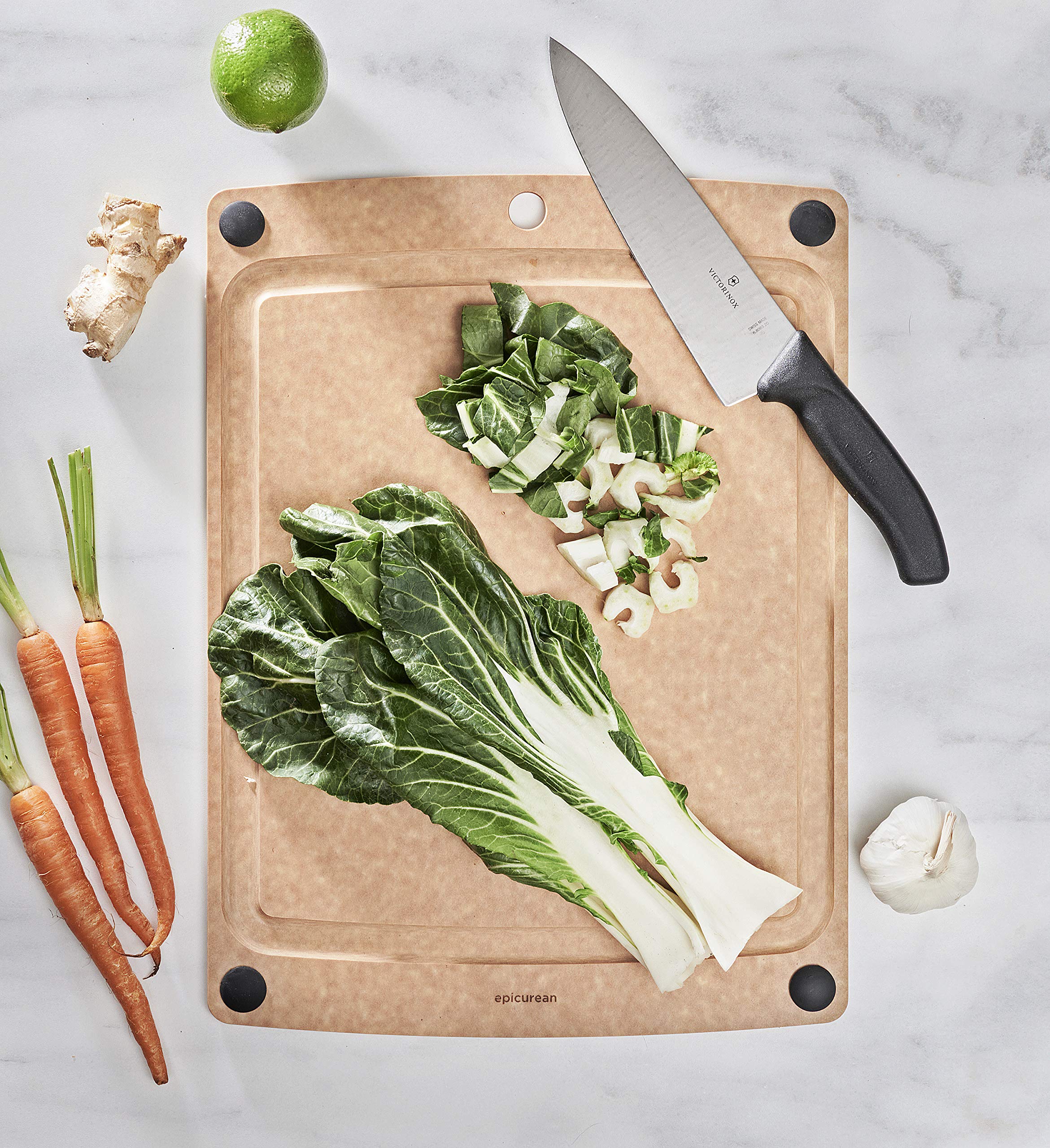 Epicurean All-In-One Cutting Board with Non-Slip Feet, 17.5" x 13", Slate/Black