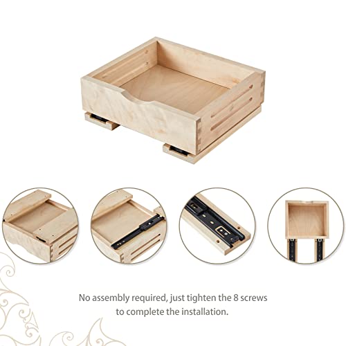 LuxursKingQYW Fully Assembled Drawer Wood Pull Out Tray Drawer Box Kitchen Cabinet Organizer, Cabinet Slide Out Shelve, Wooden Pull-Out Shelf(12" W×10" D×3" H)