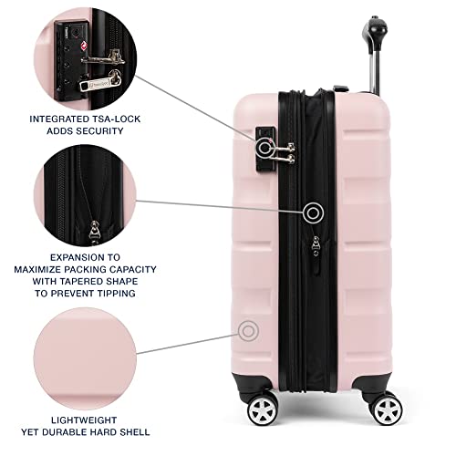 Travelpro Runway 2 Piece Luggage Set, Carry-on & Convertible Medium to Large Check-in Hardside Expandable Luggage, 8 Spinner Wheels, TSA Lock, Hardshell Suitcase, Powder Pink