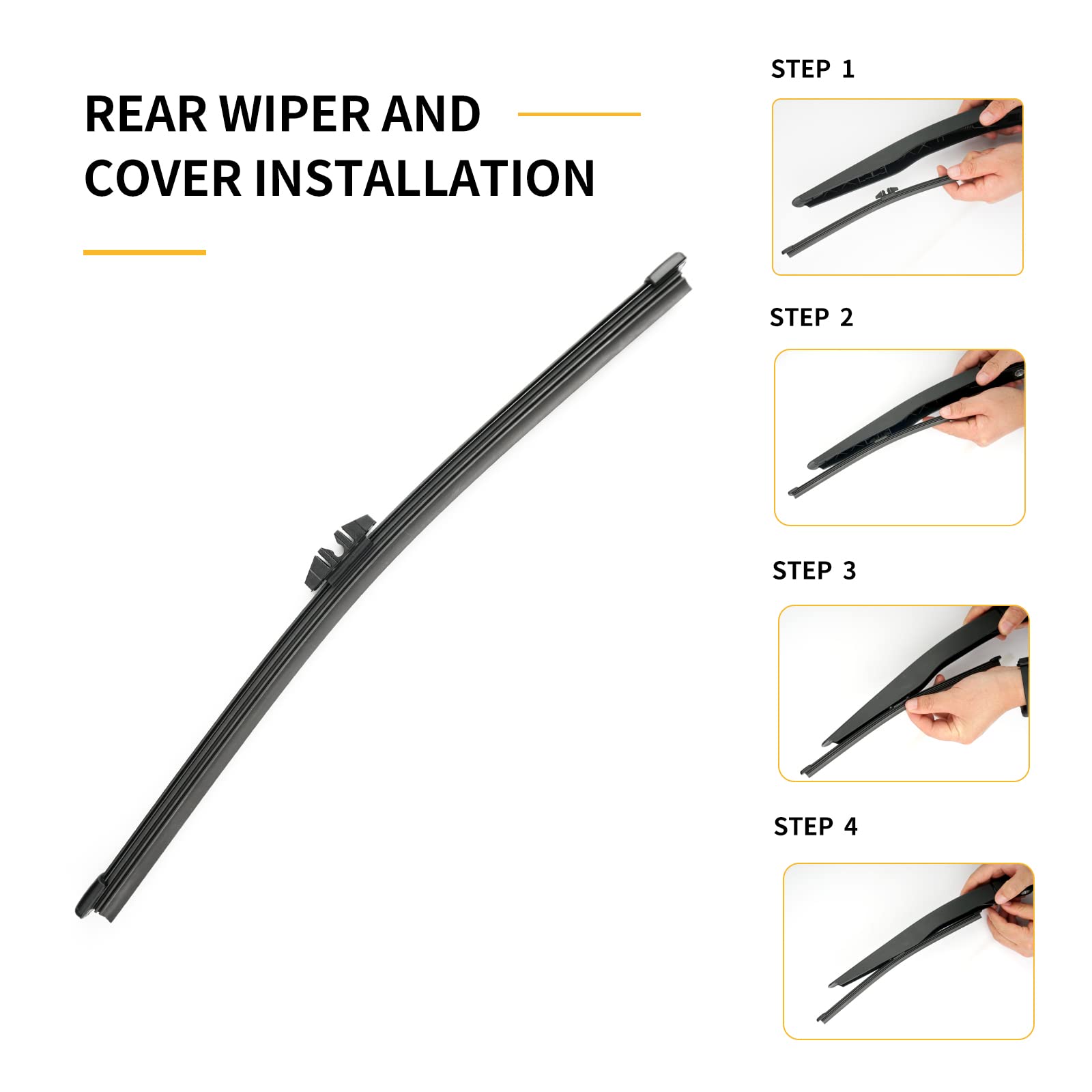 GAYCICC Replacement for Ford EDGE 2015-2018,15 Inch Rear Windshield Wiper Blade-All Season Natural Rubber Cleaning Window