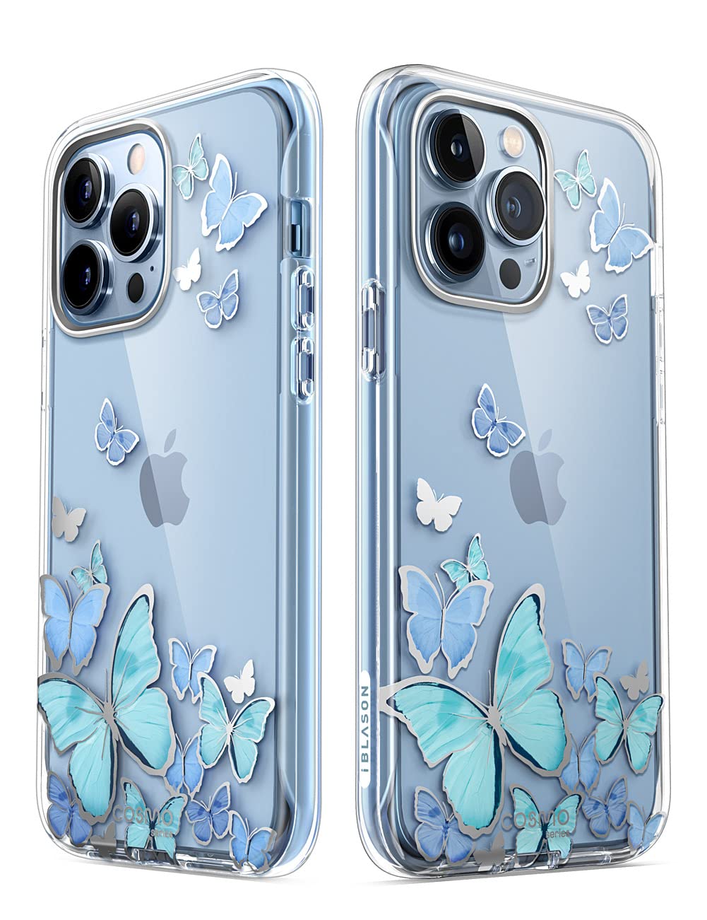 i-Blason for iPhone 13 Pro Case with Built-in Screen Protector, [Full Body Drop Protection] Slim Stylish Women Girl Shockproof Phone Case for iPhone 13 Pro, Cosmo Series, BlueFly