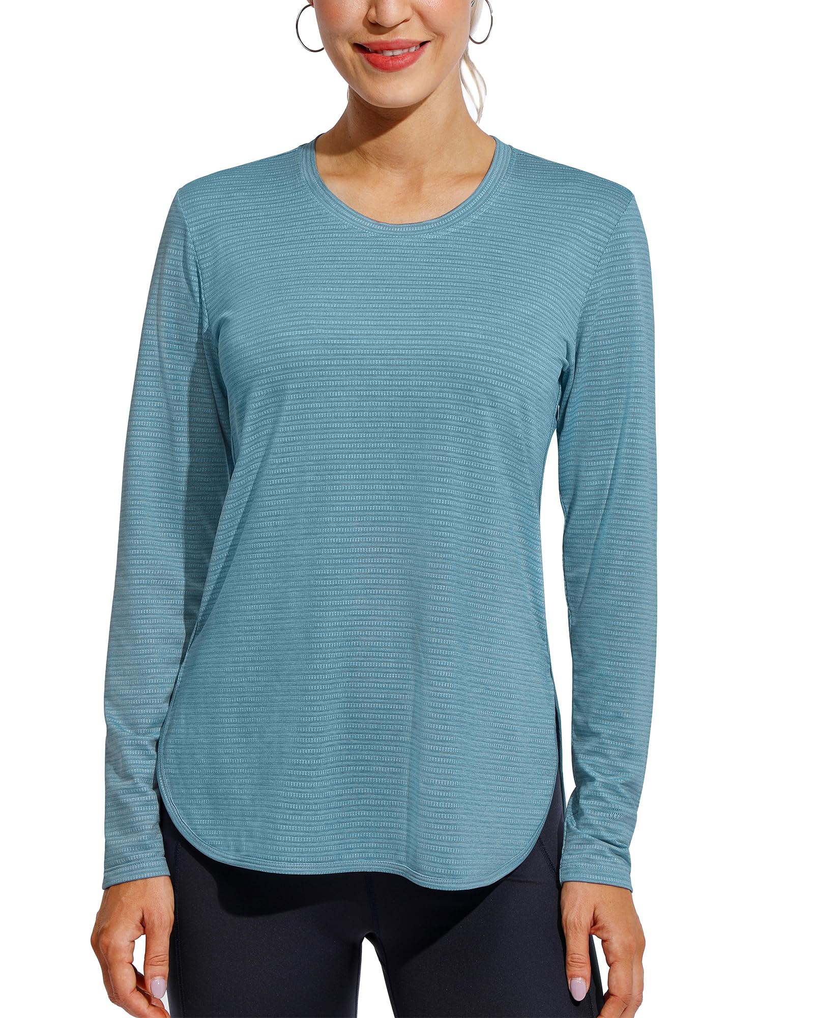 G4Free Women's Long Sleeve Shirts UPF 50+ Sun Protection SPF Quick Dry T-Shirt Hiking Shirts(Peacock Blue,L)