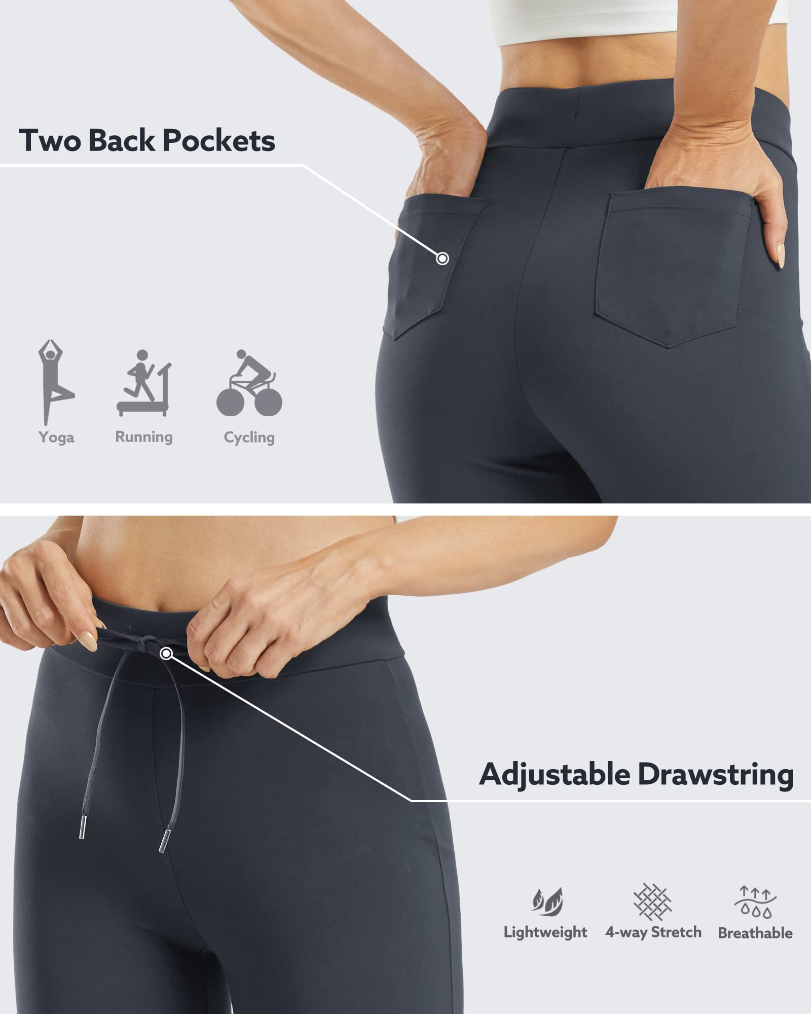 G4Free Womens Capri Golf Pants Bootcut with Pockets High Waisted Bootleg Casual Work Yoga Pants (Black,XL)