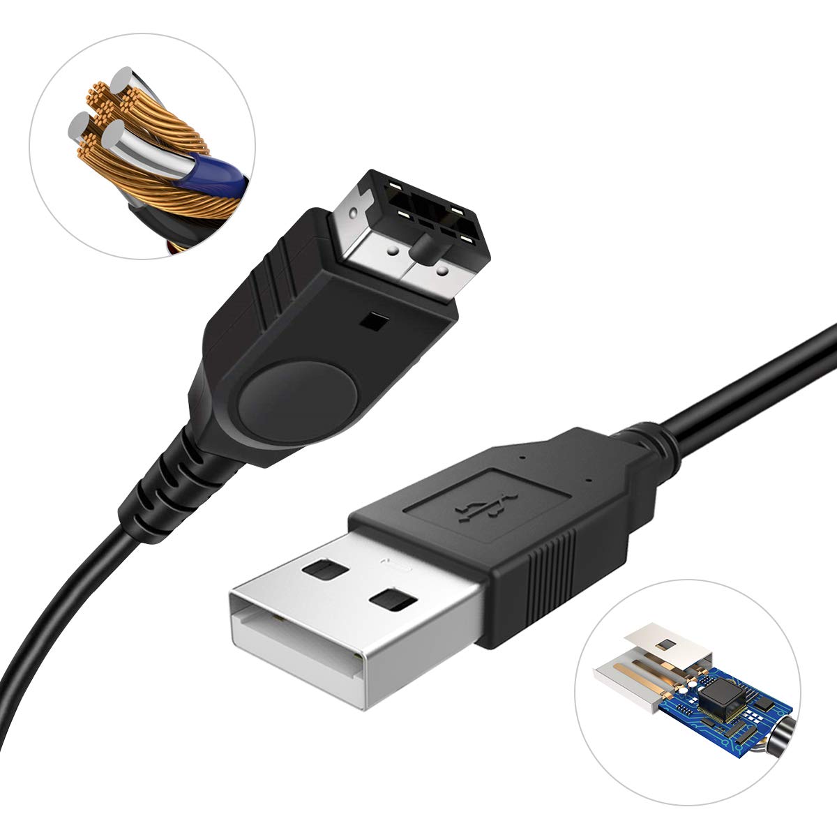 GBA/SP/DS Original Charger Cable 2 Pack, Daugee USB Power Charging Cord for Nintendo Gameboy Advance SP GBA SP/Nintendo DS Original Console