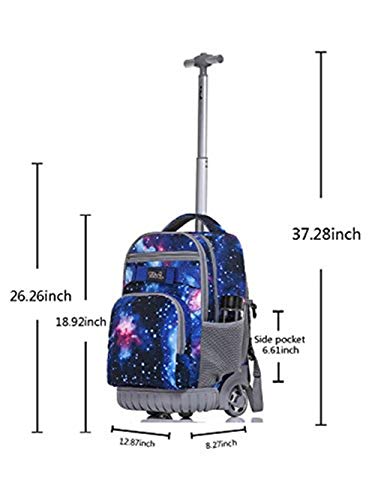 Tilami Rolling Backpack Laptop 18 inch with Lunch Bag, Galaxy