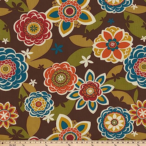 Pillow Perfect Floral Indoor/Outdoor Sofa Setee Bench Swing Cushion with Ties, Weather, and Fade Resistant, 18" x 45", Brown/Orange Annie, 1 Count