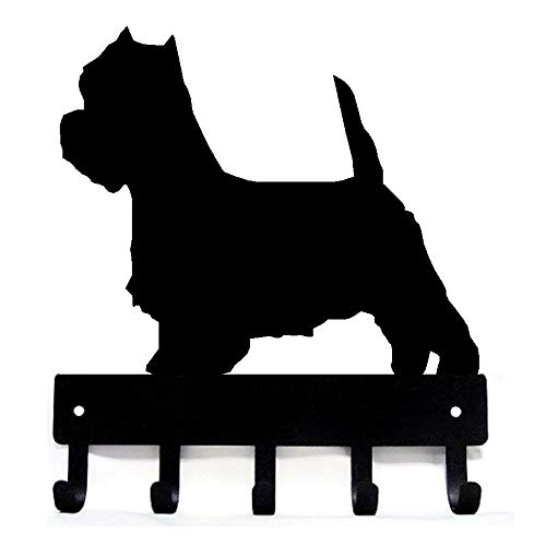 The Metal Peddler West Highland Terrier Westie Key Holder Hanger - Small 6 inch Wide with 5 Hooks - Made in USA