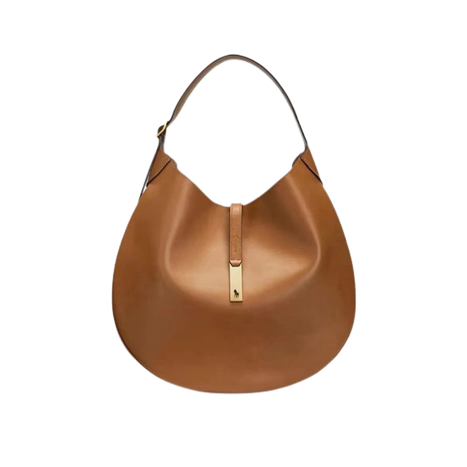Genuine Leather Suede Handbag Polo Design Crescent Crossbody Underarm Saddle Shoulder Bag Light camel big