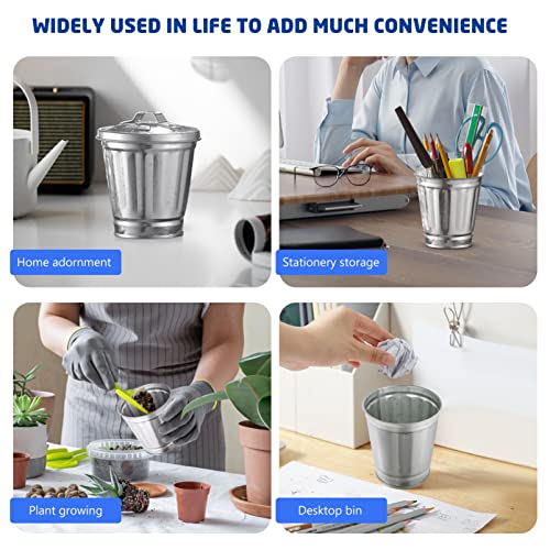 TOYANDONA Mini Trash Can with Lid- Stainless Steel Small Desktop Garbage Can, Tiny Trash Bin Office Wastebasket for Countertop Pen Pencil Cup Holder for Office Supplies
